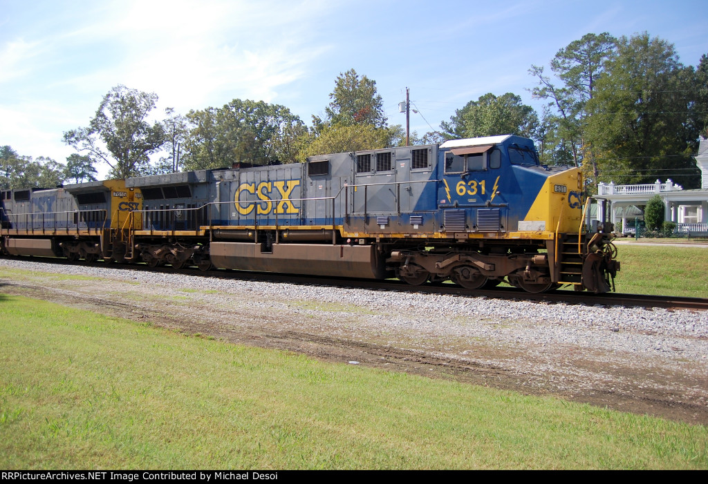 CSX AC-6000CW #631 leads a northbound across Halligan Park Rd.